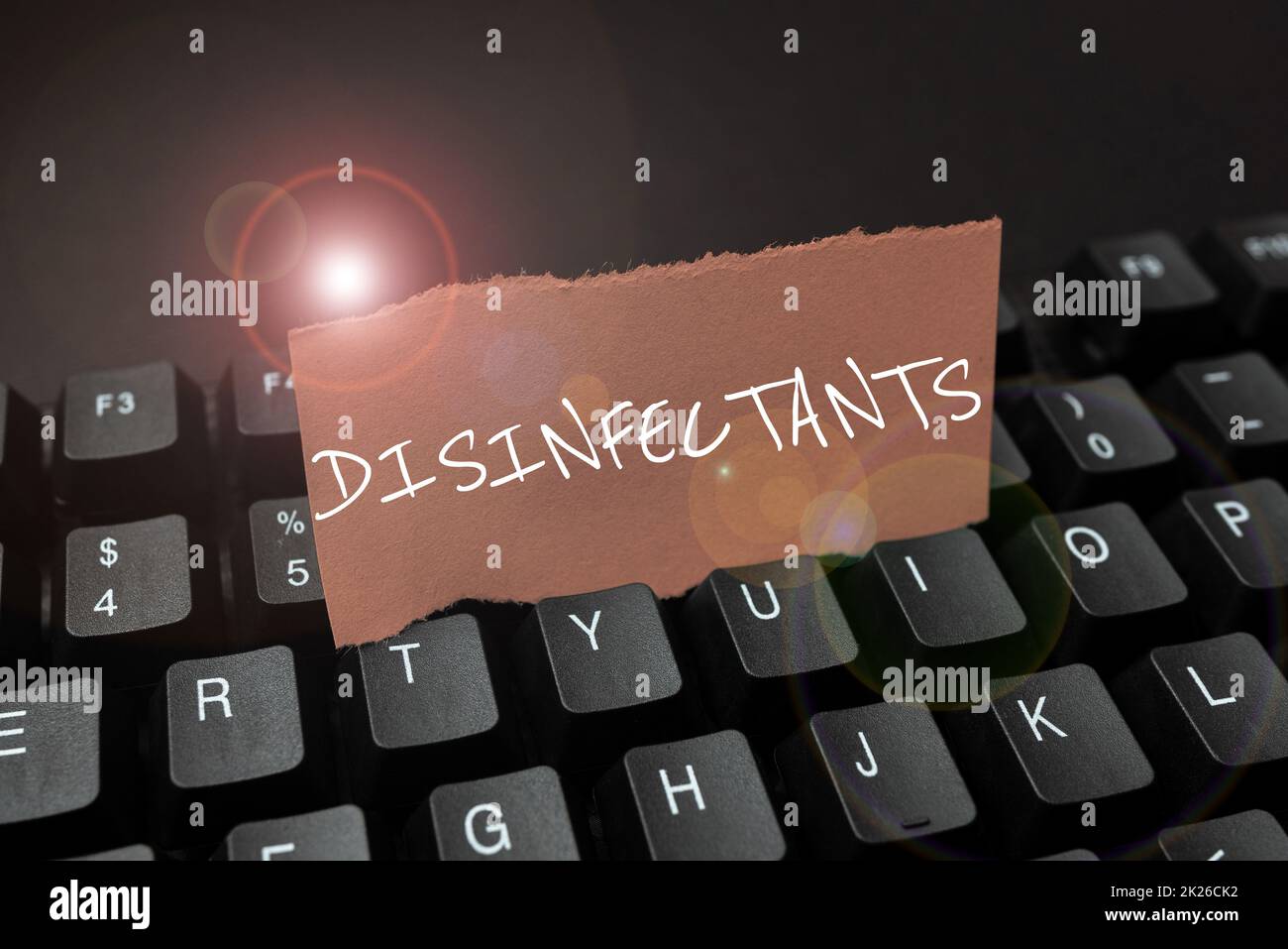 Text sign showing Disinfectants. Word Written on chemical that destroy ...