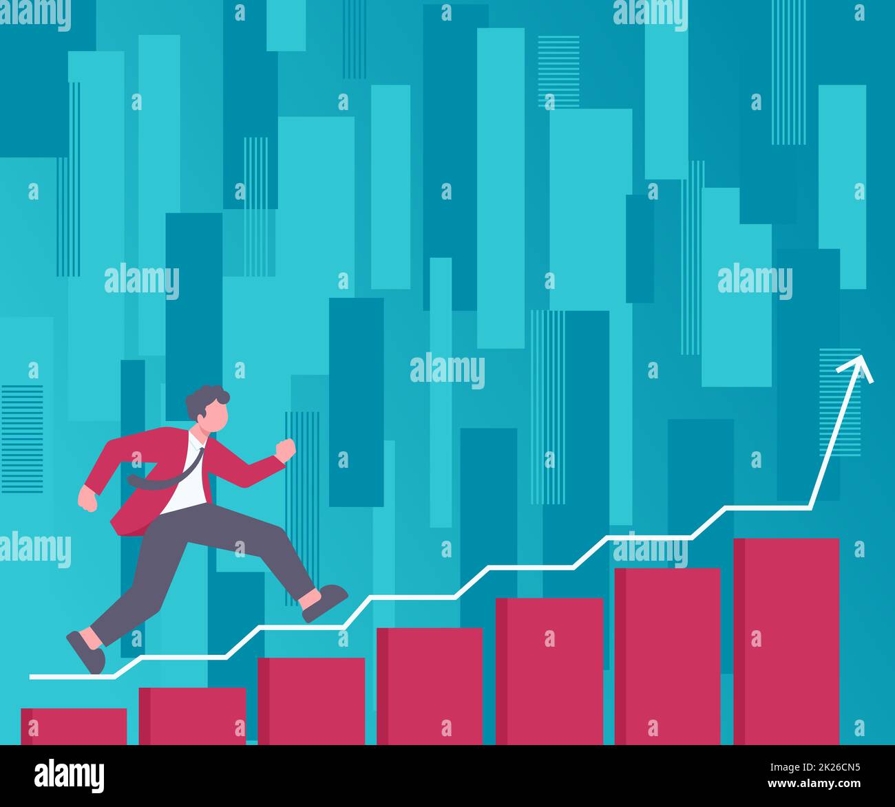 Gentleman In Suit Climbing Staris Running Forward Success Reaching ...