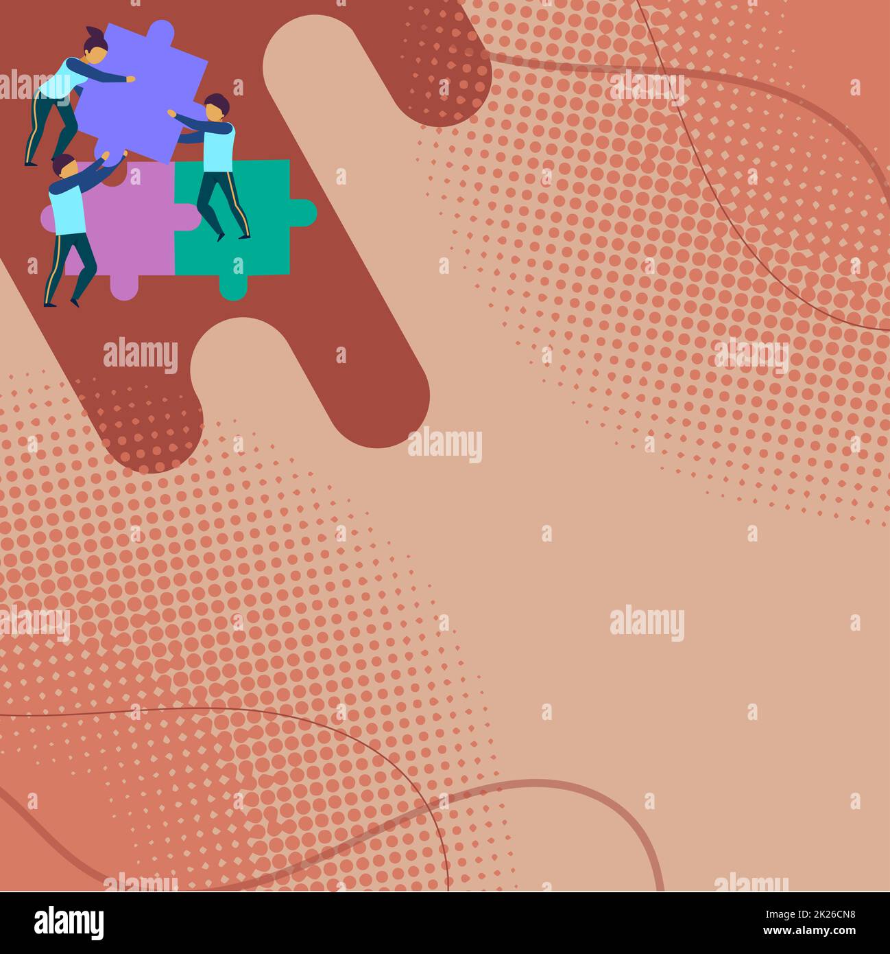 Illustration Of Team Holding Jigsaw Puzzle Pieces Helping Each Others ...