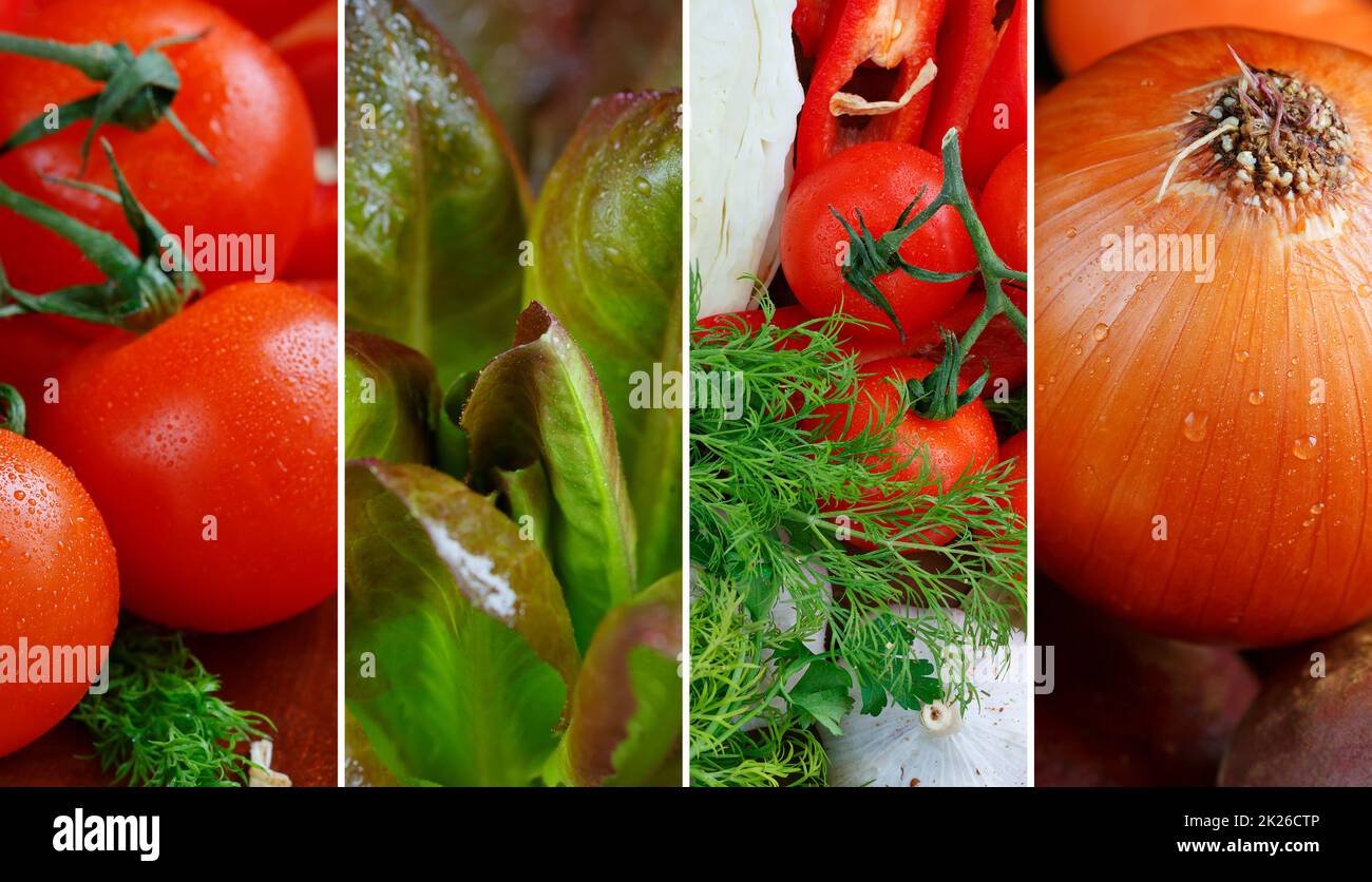 Collage of fresh, raw vegetables and herbs Stock Photo - Alamy