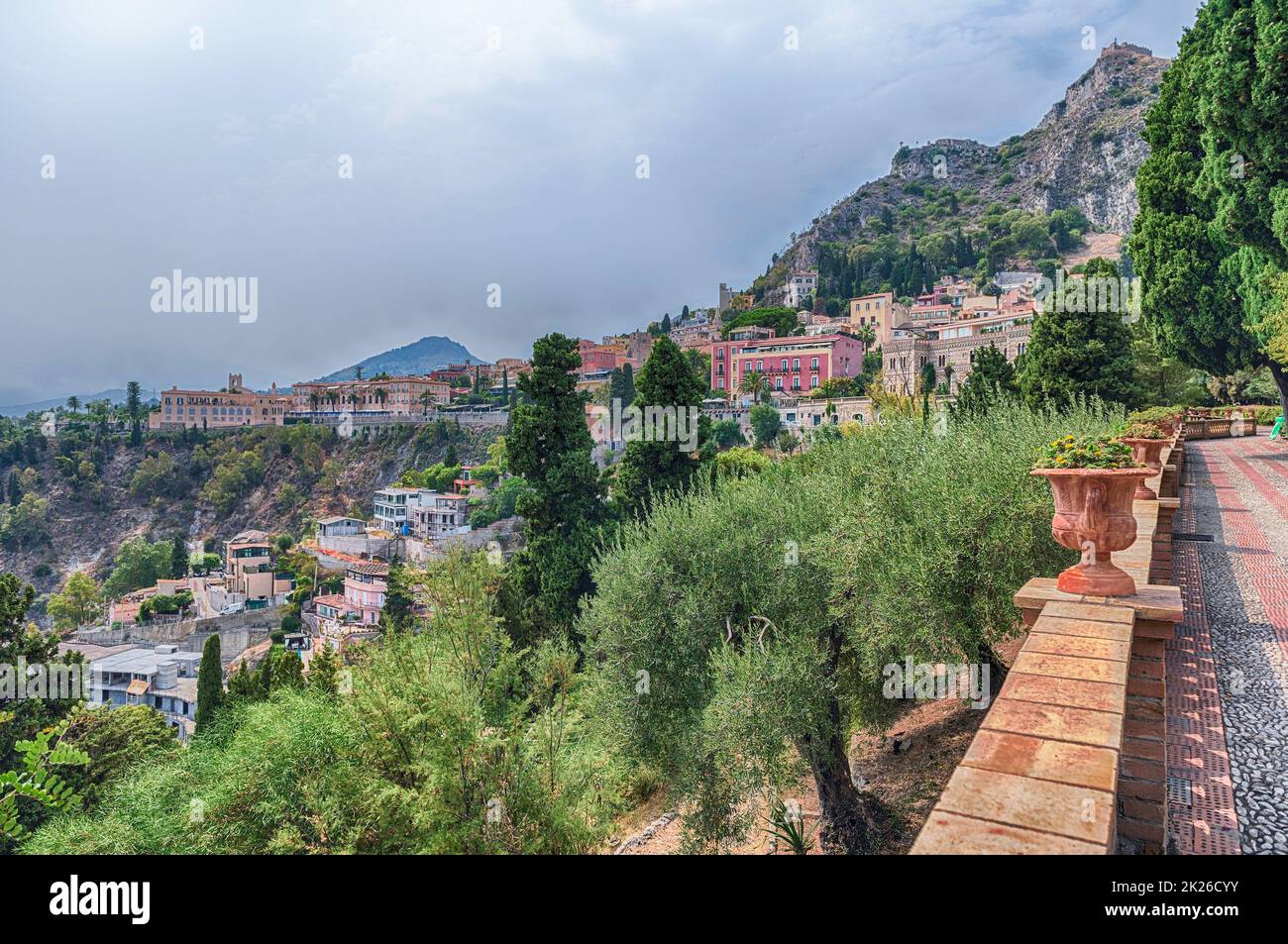 View over the city centre of Taormina, Sicily, Italy Stock Photo - Alamy