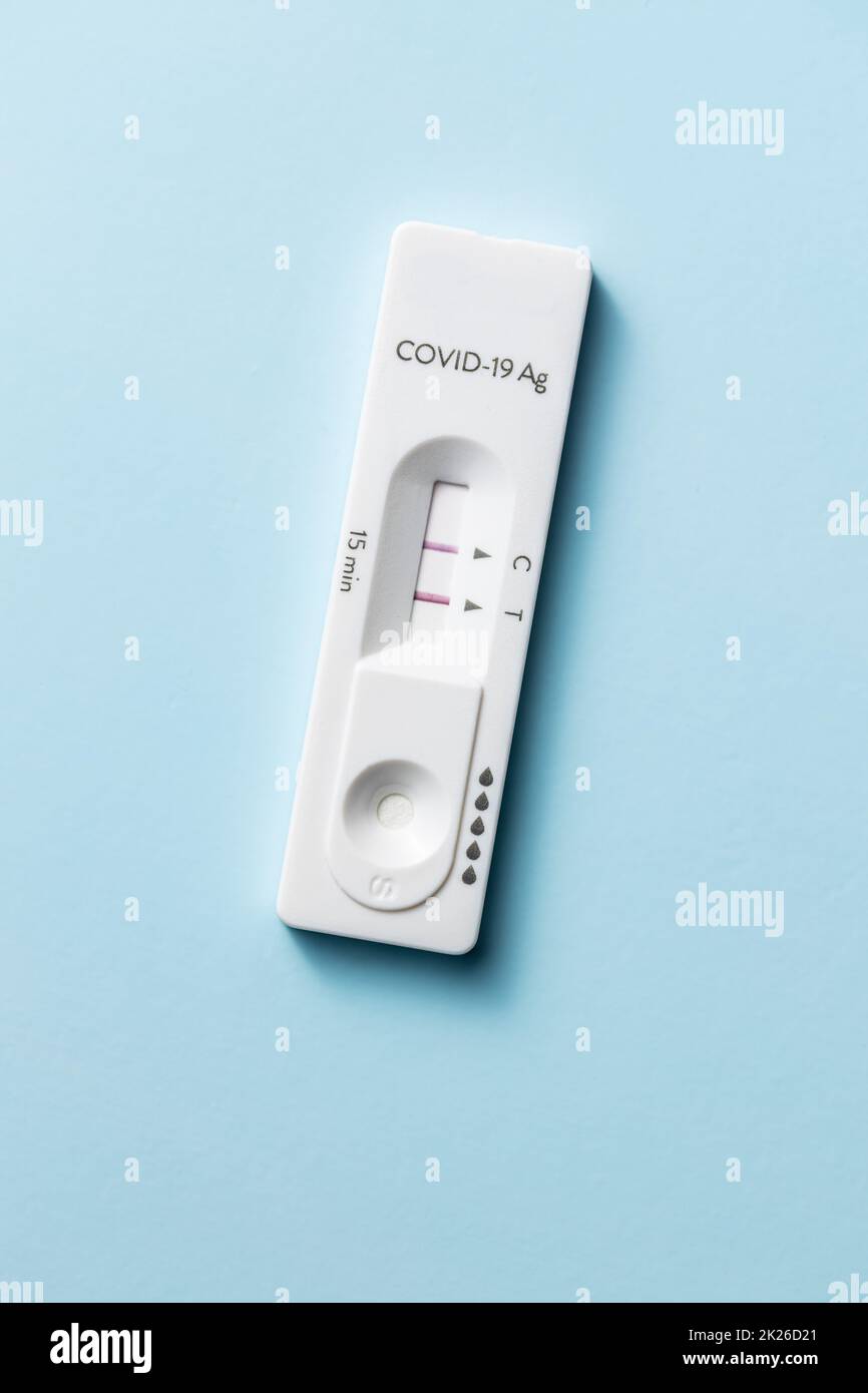 Positive Covid-19 antigen test. Coronavirus antigen rapid test Stock ...