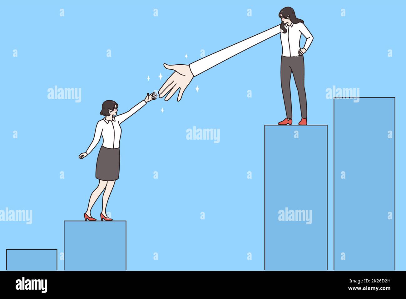 Woman employee help female colleague for goal achievement Stock Photo ...