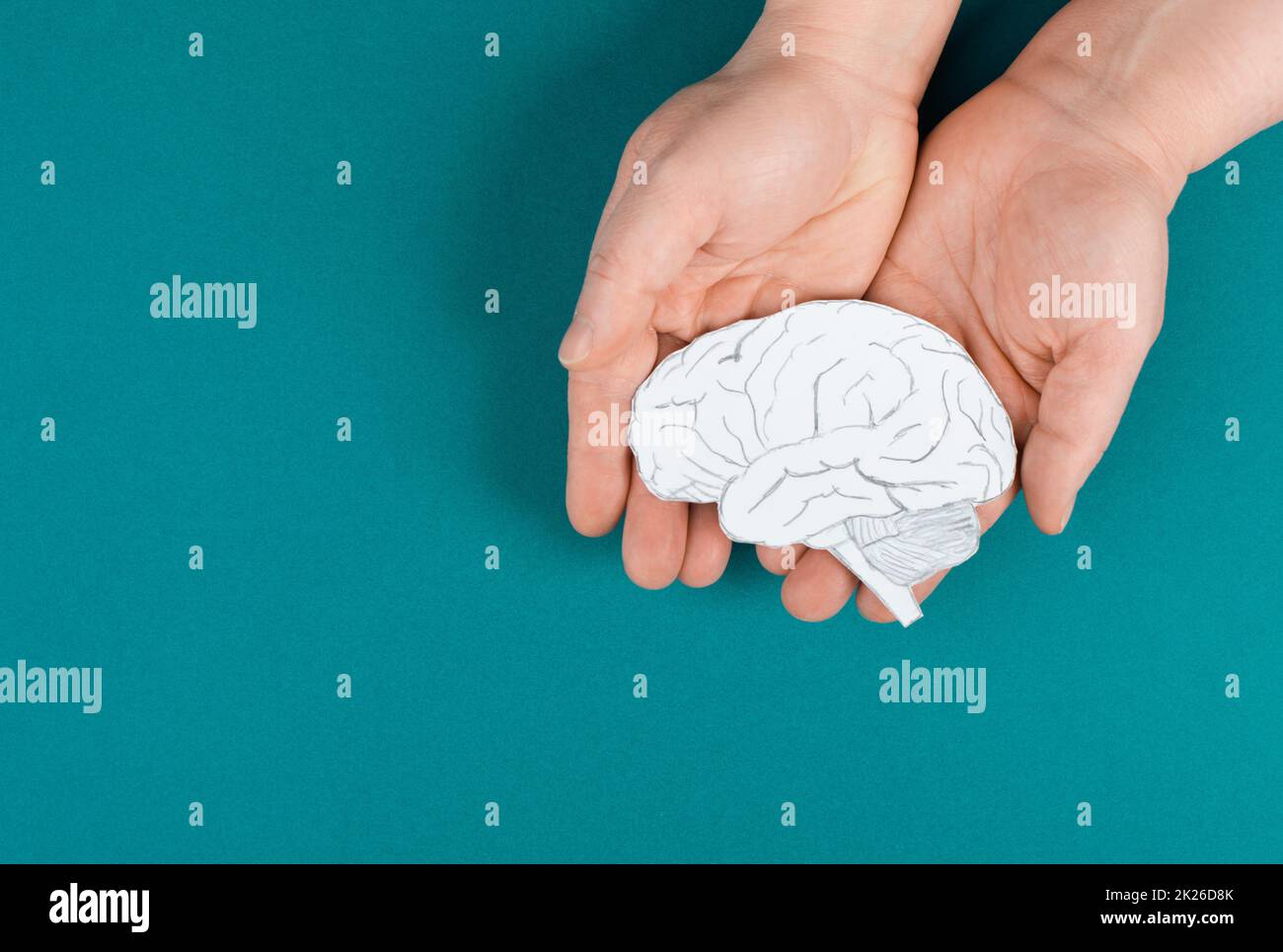 Holding a brain in the hands, Parkinson disease, Alzheimer awardness ...