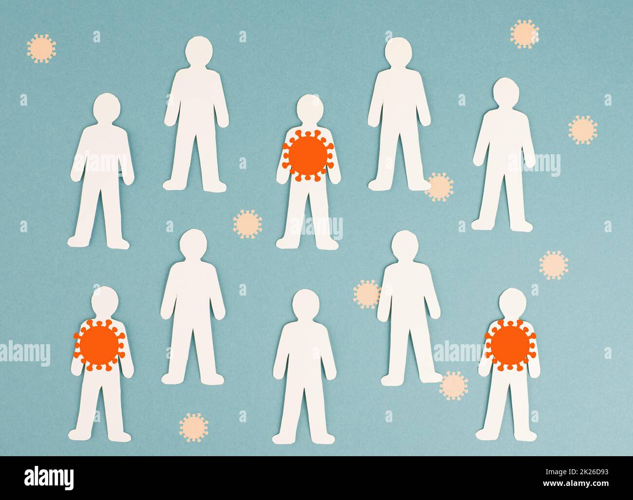 Group of people, some are infected with the covid-19 virus, outbreak of ...