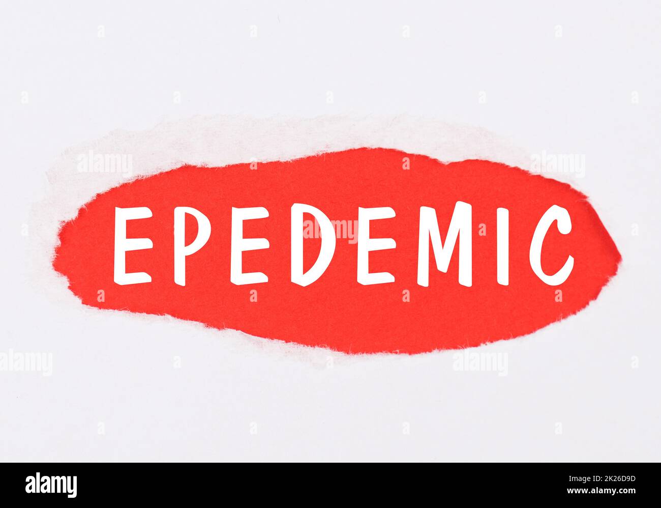 The word epedemic is standing on a red colored torn paper, end of covid ...