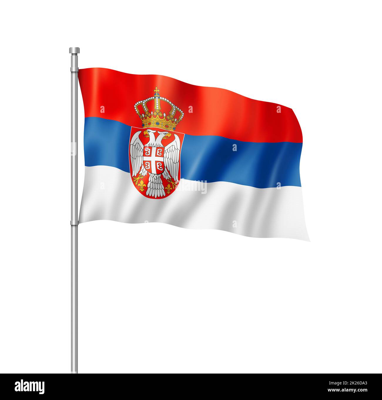 Serbian flag isolated on white Stock Photo - Alamy