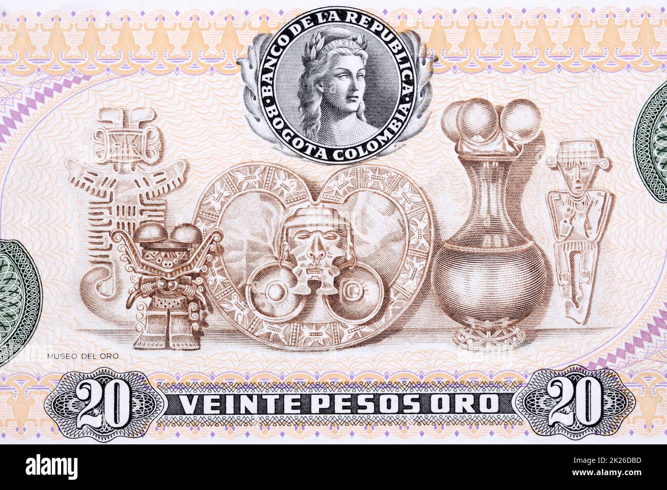 Various archaeological items belonging to the Museo del Oro Stock Photo ...