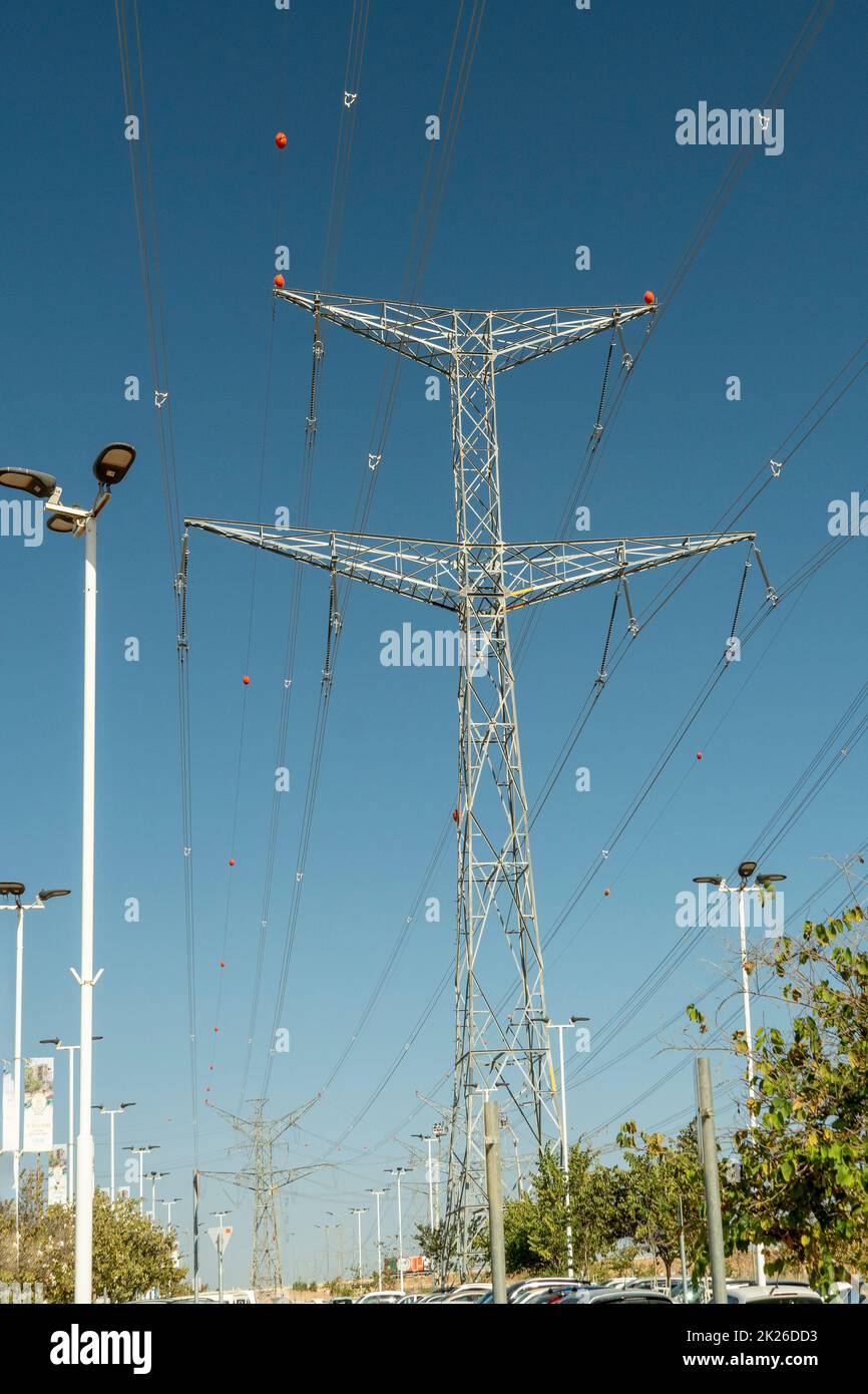 Electrical support for high voltage lines Stock Photo - Alamy