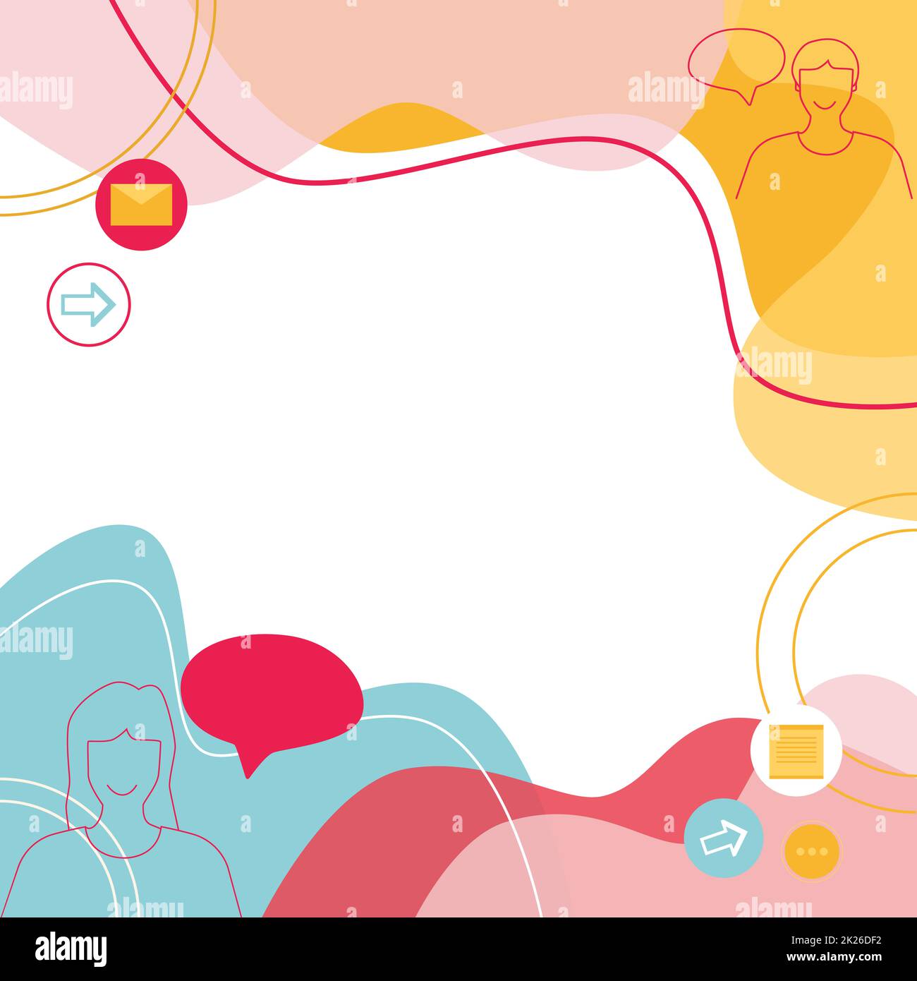 Illustration Of Couple Speaking In Chat Cloud Exchanging Messages ...