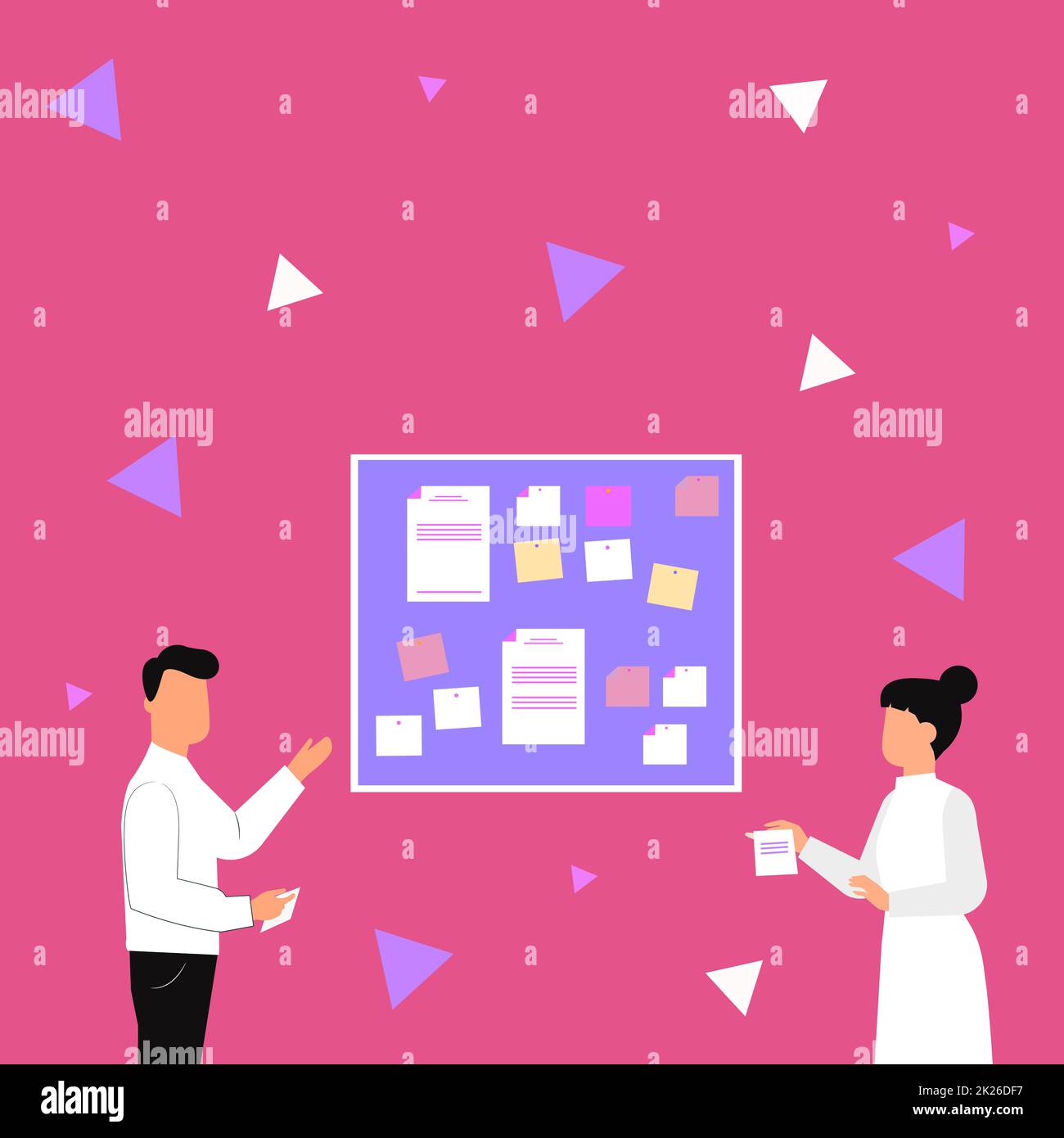 Illustration Of Couple Presenting New Amazing Ideas Holding Notes ...