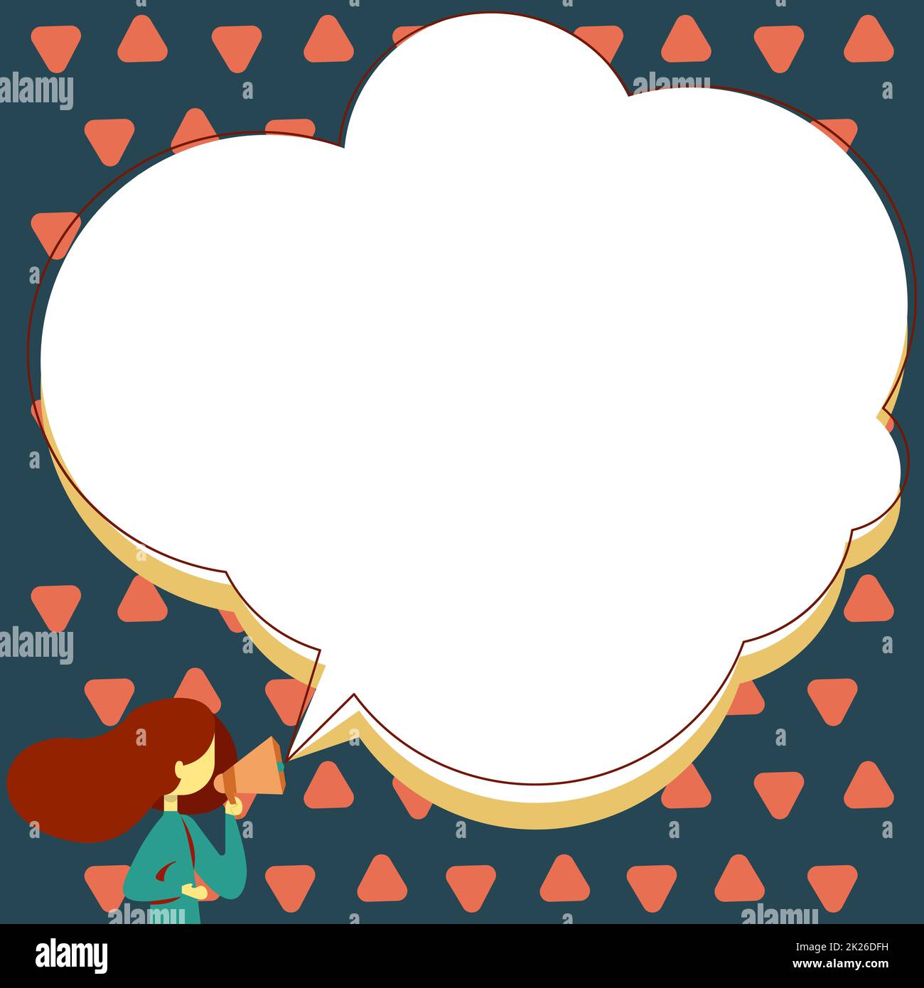 Woman Talking Through Megaphone Making New Announcement With Large ...