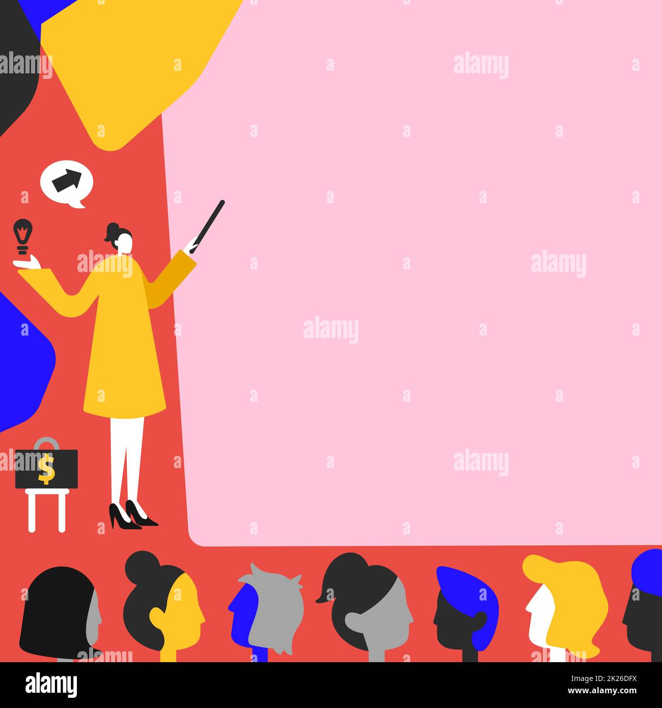 Lady Holding A Presentation Pointing Backdrop Presenting Newest ...