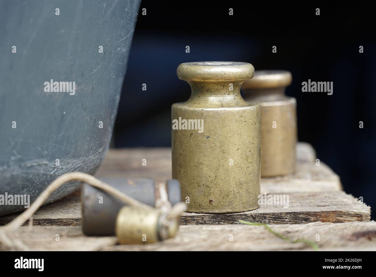 traditional metal weighing tools scales on the market Stock Photo - Alamy