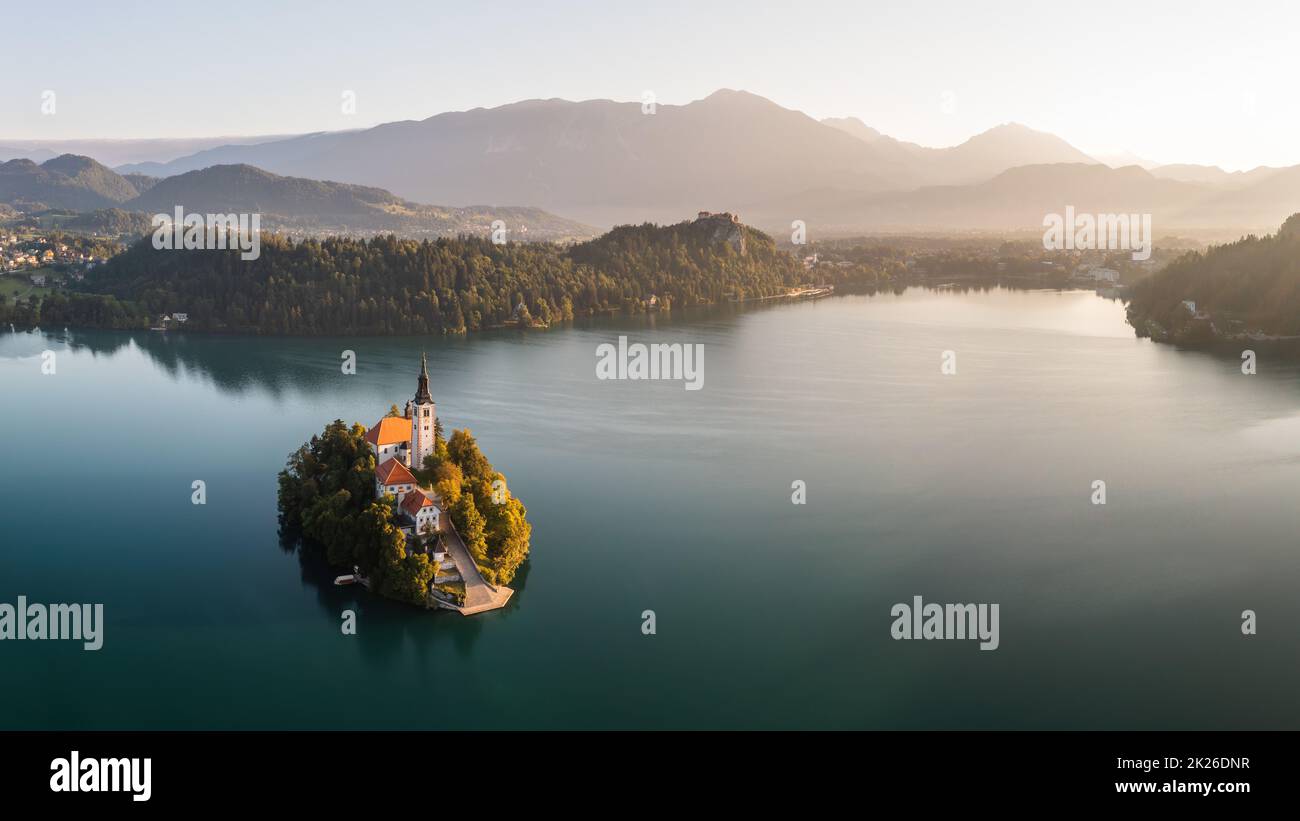 Aerial view island church on hi-res stock photography and images - Alamy