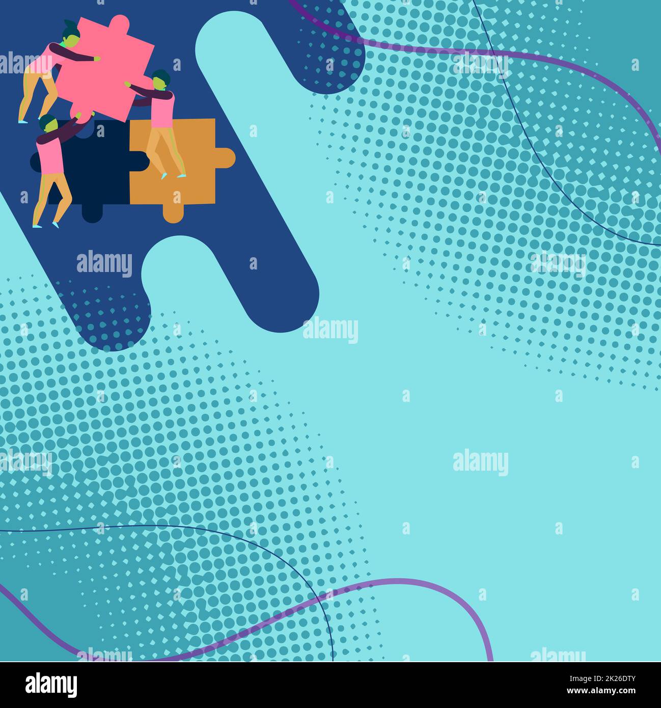 Illustration Of Team Holding Jigsaw Puzzle Pieces Helping Each Others ...