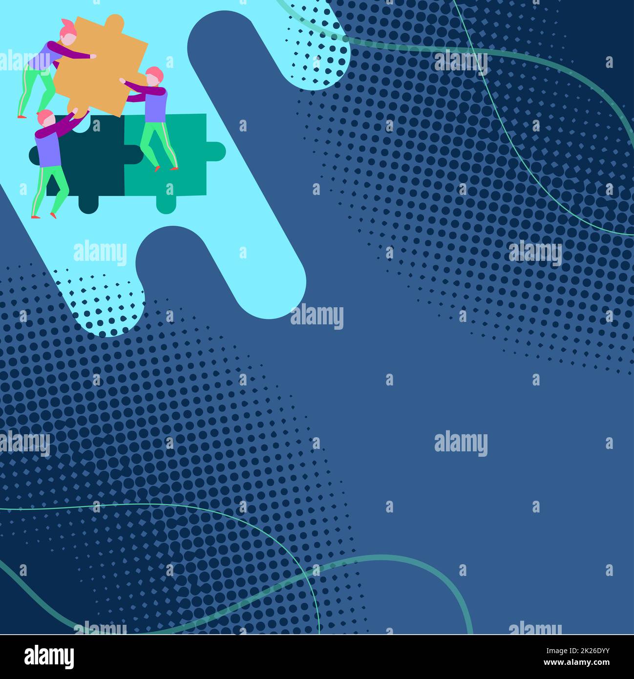 Illustration Of Team Holding Jigsaw Puzzle Pieces Helping Each Others ...