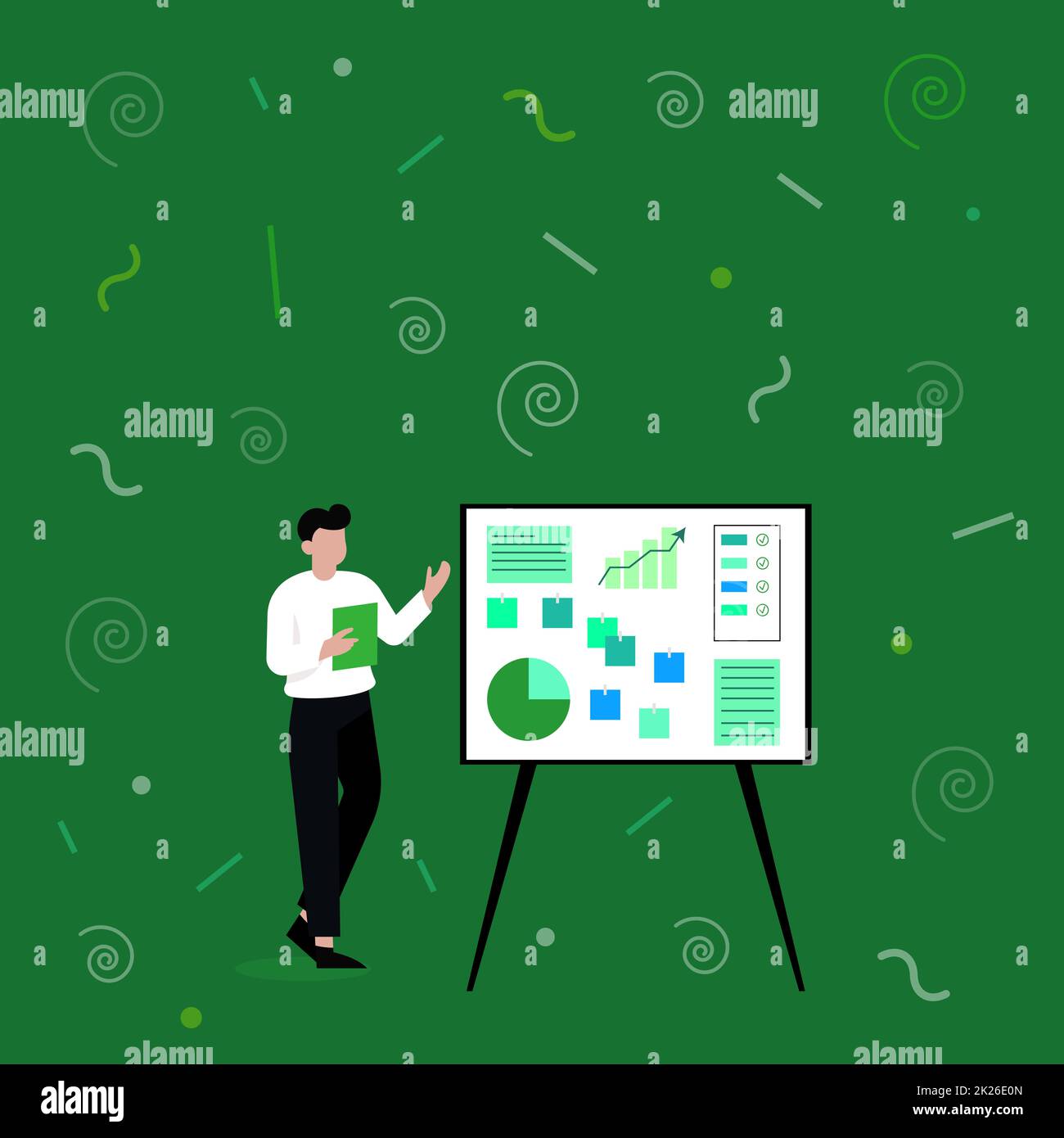 Illustration Of A Businessman Standing Alone Presenting New Amazing ...