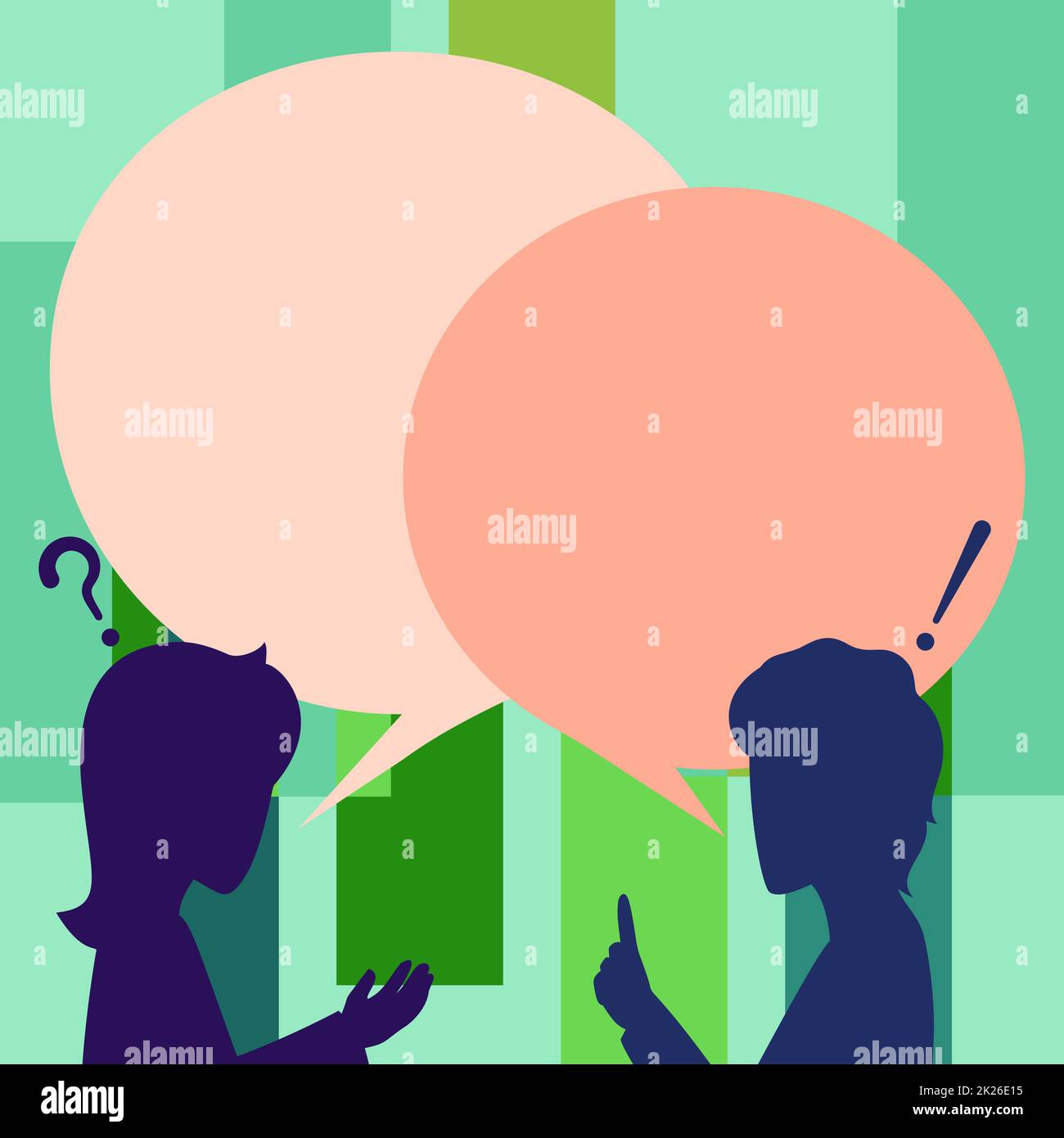 Couple Drawing With A Big Blank Chat Cloud Talking To Each Other ...