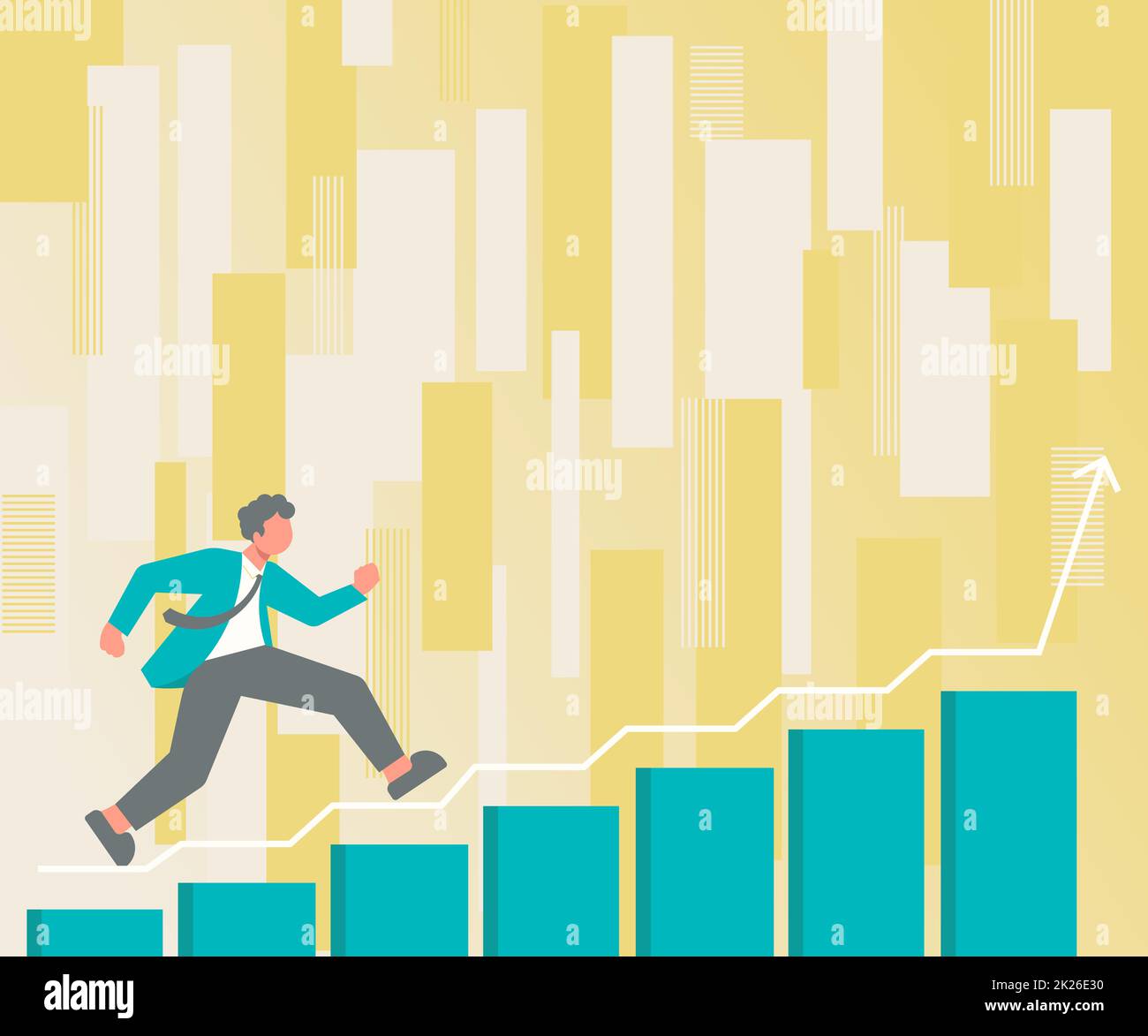 Gentleman In Suit Climbing Staris Running Forward Success Reaching ...