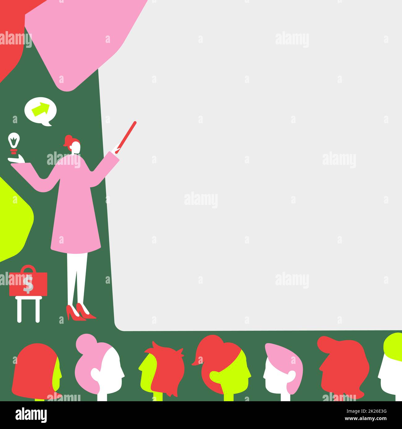 Lady Holding A Presentation Pointing Backdrop Presenting Newest ...
