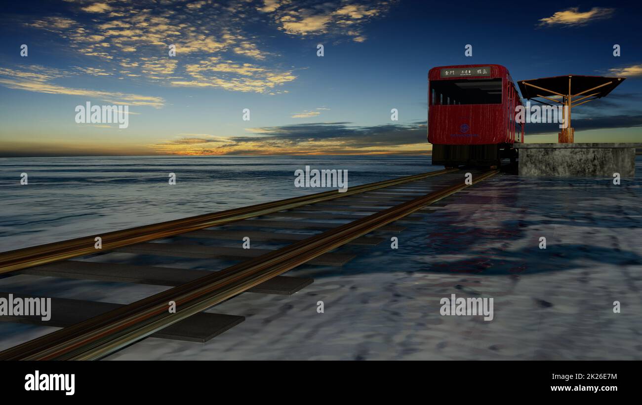 The 3d rendering nice train view with nice background ,with chinese ...