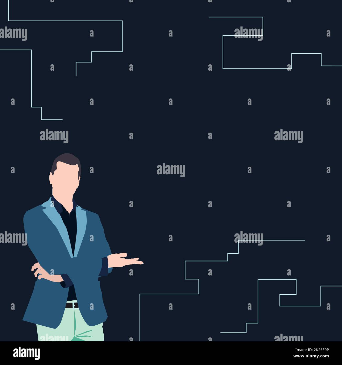 Illustration Of Businessman Wearing Coat Standing Firmly Alone ...