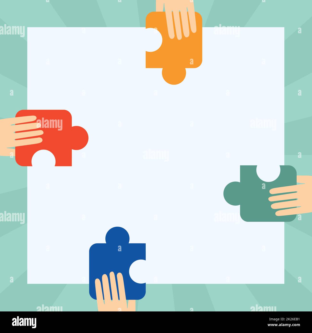 Illustration Of Hands Holding A Jigsaw Puzzle Pieces To Each Sides Of ...
