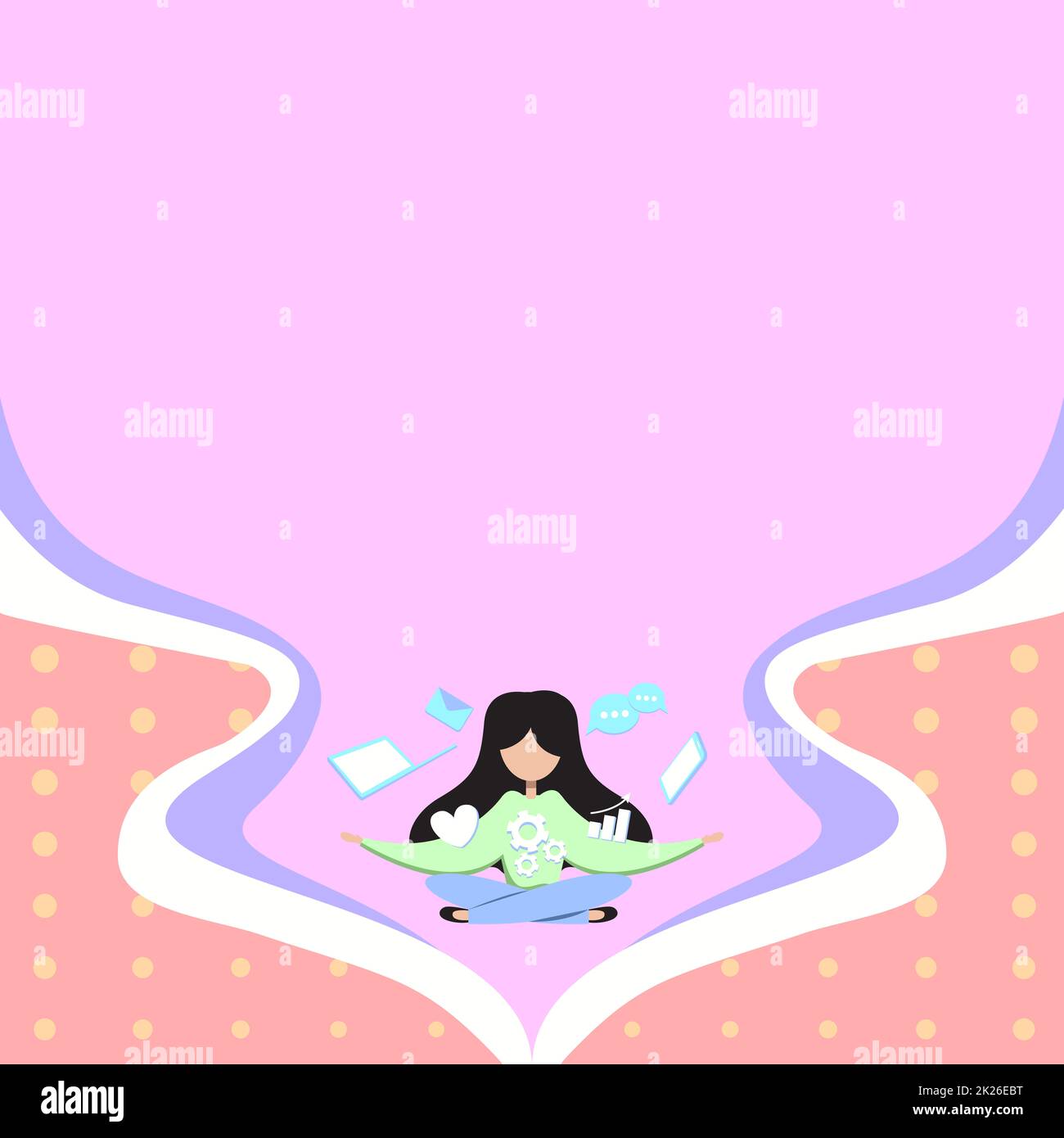 Woman Surrounded With Technological Devices Presenting Harmonious ...