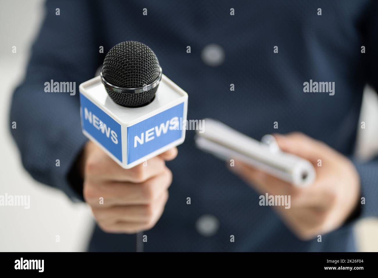 Journalist Report Interview. New Broadcasting Reporter Stock Photo - Alamy