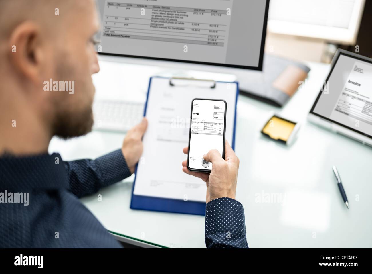 Taking Document Picture Or Photo With Phone Stock Photo - Alamy