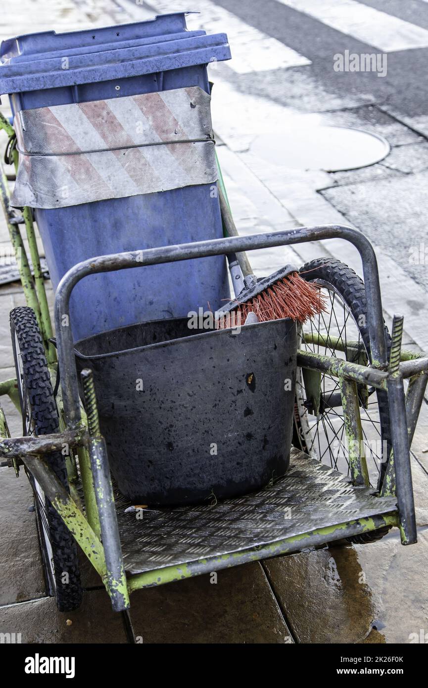 Detail of tool to clean the streets Stock Photo - Alamy