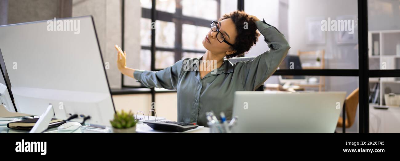 Office Stretch Exercise At Work Stock Photo - Alamy