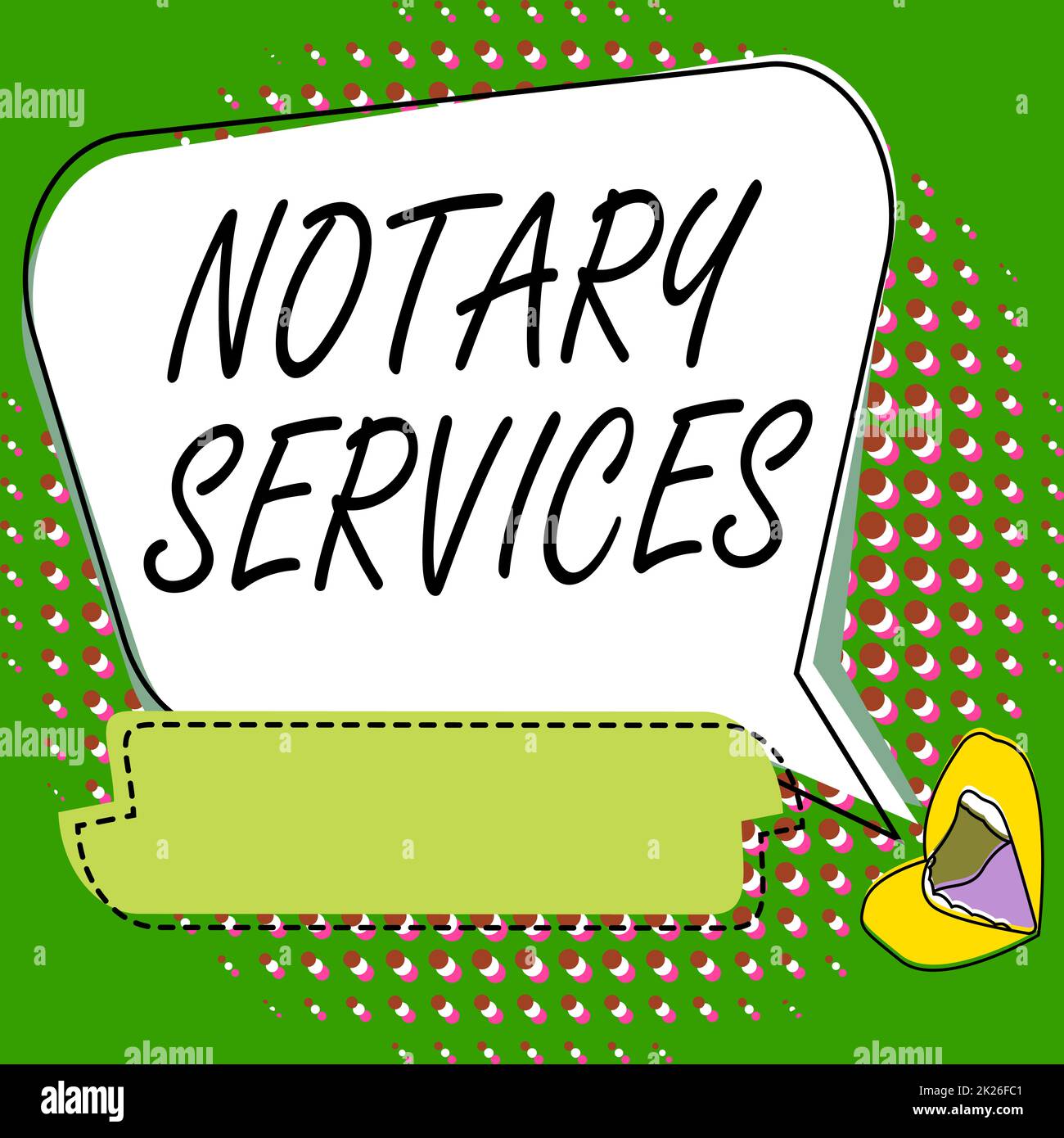 Hand writing sign Notary Services. Word for services rendered by a ...