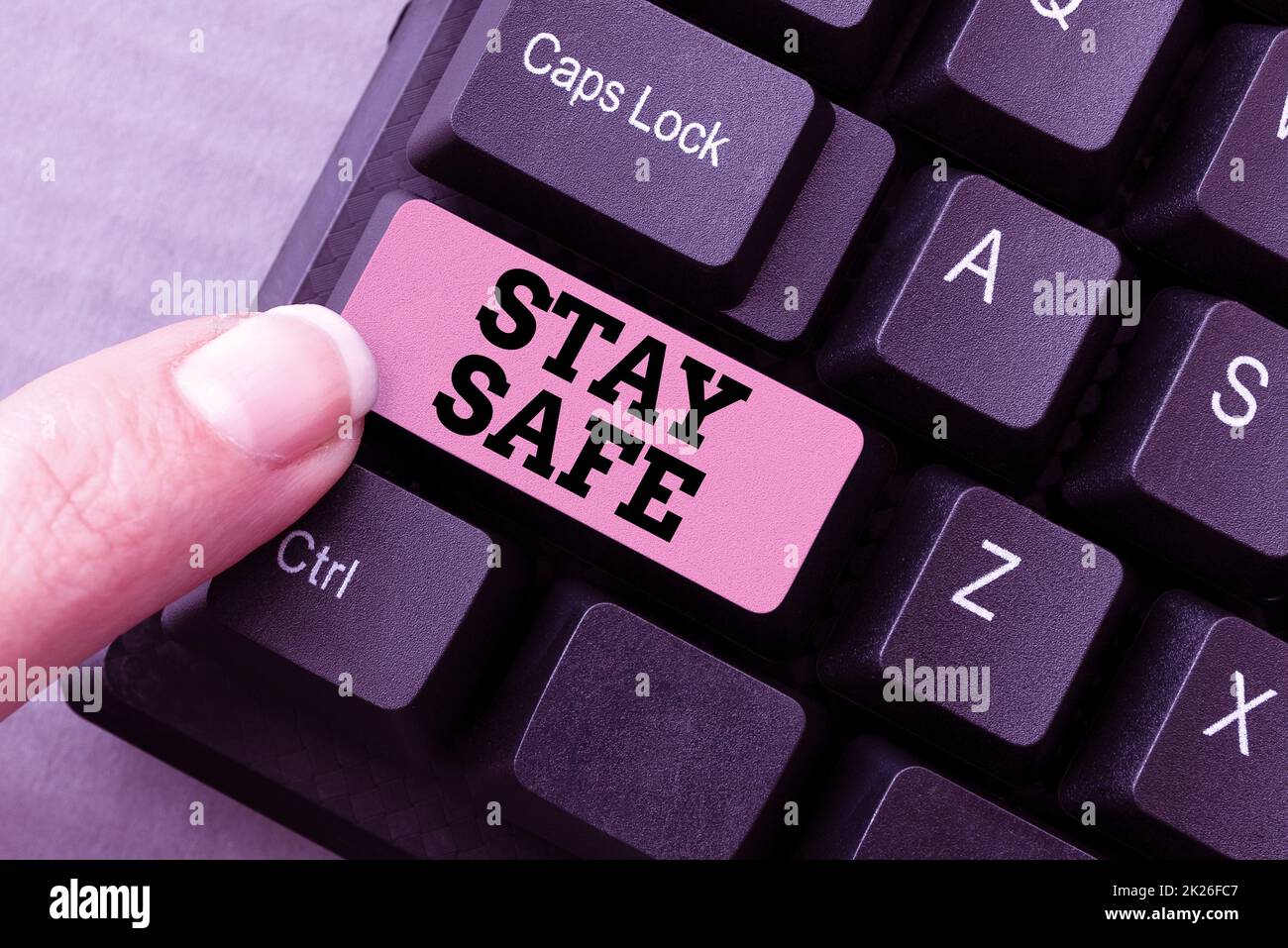Text caption presenting Stay Safe. Business overview secure from threat ...