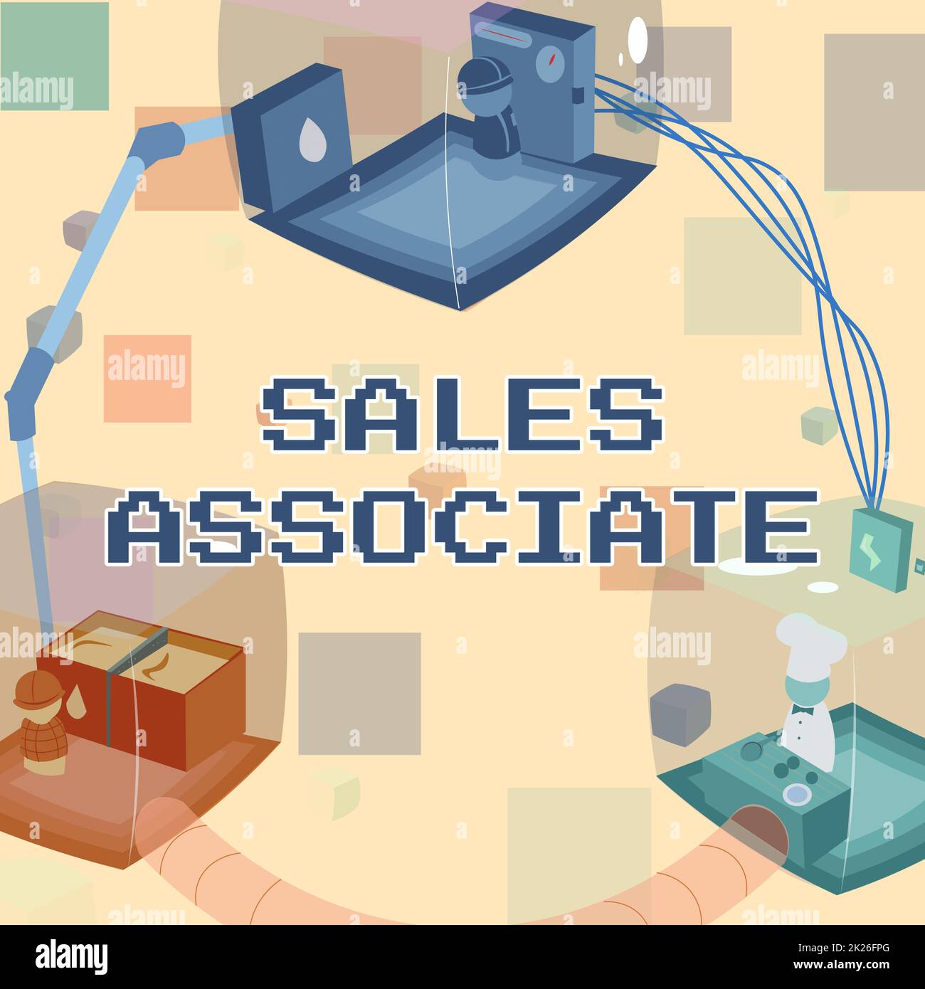Sign displaying Sales Associate. Business concept primary task is ...