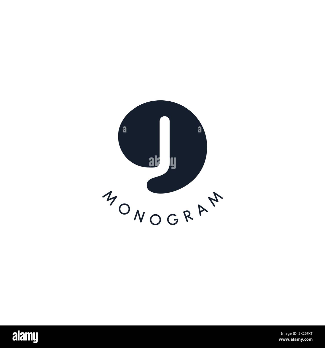 Black logo with cut out silhouette of letter J, round monogram for ...