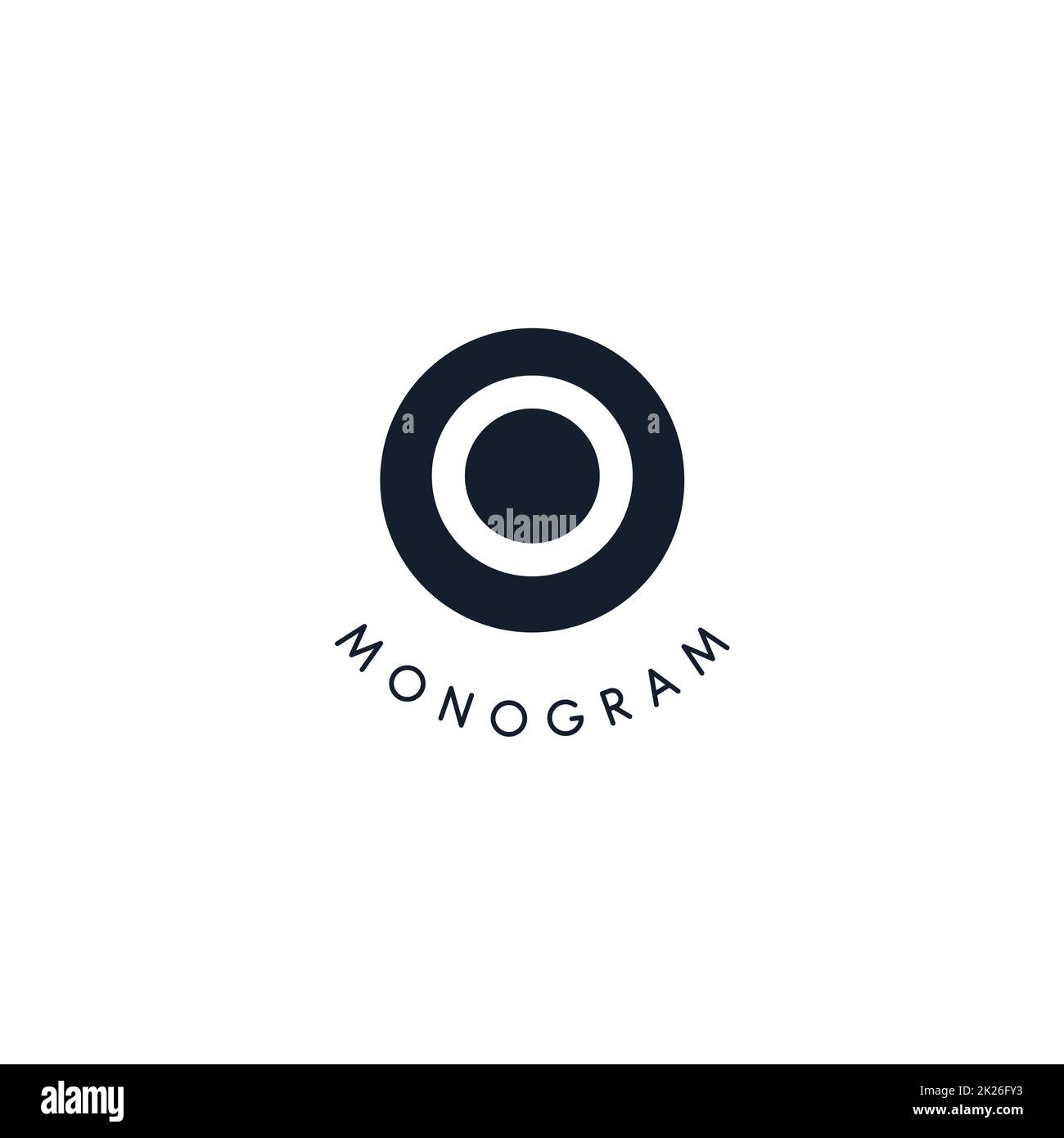 Black logo with cut out silhouette of letter O, round monogram for ...