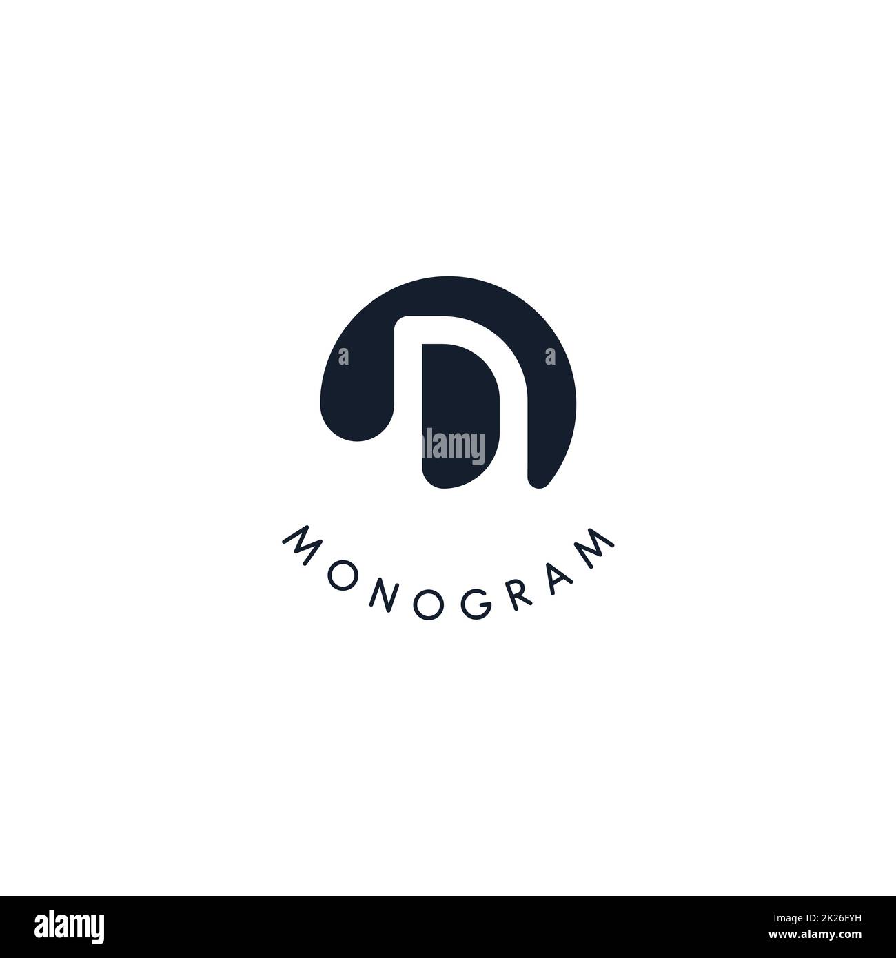 Black logo with cut out silhouette of letter D, round monogram for ...