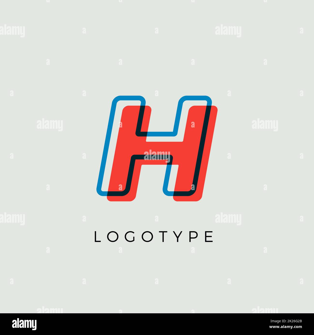 Stunning Letter H with 3d color contour, minimalist letter graphic for ...