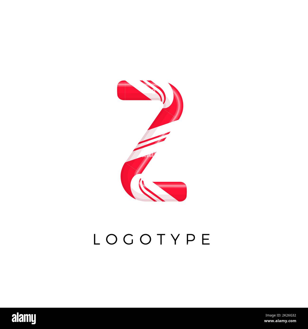 Candy letter Z with bright red and white stripes. Like Sweet lollipop ...