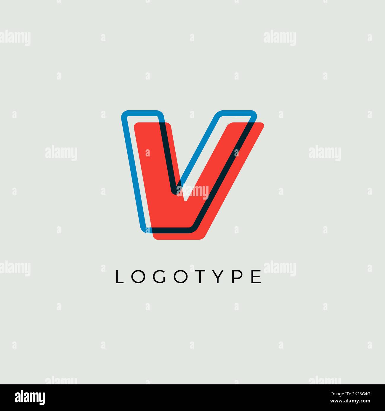 Stunning Letter V with 3d color contour, minimalist letter graphic for ...