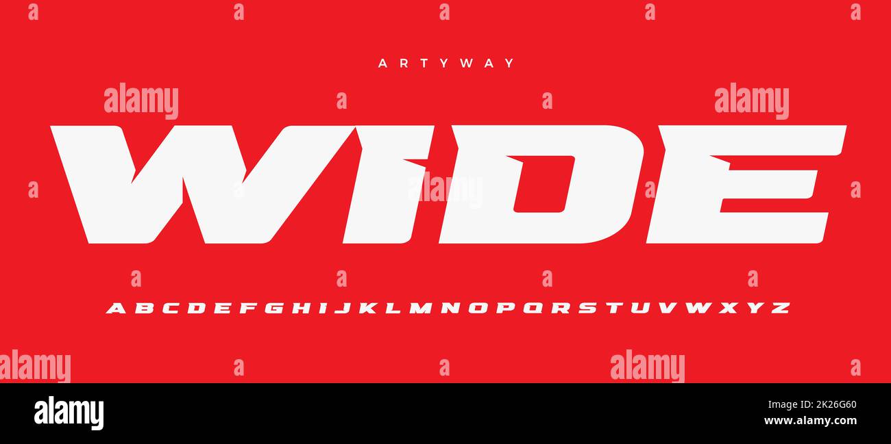 Wide alphabet letter font. Sport logo typography. Extended bold vector ...
