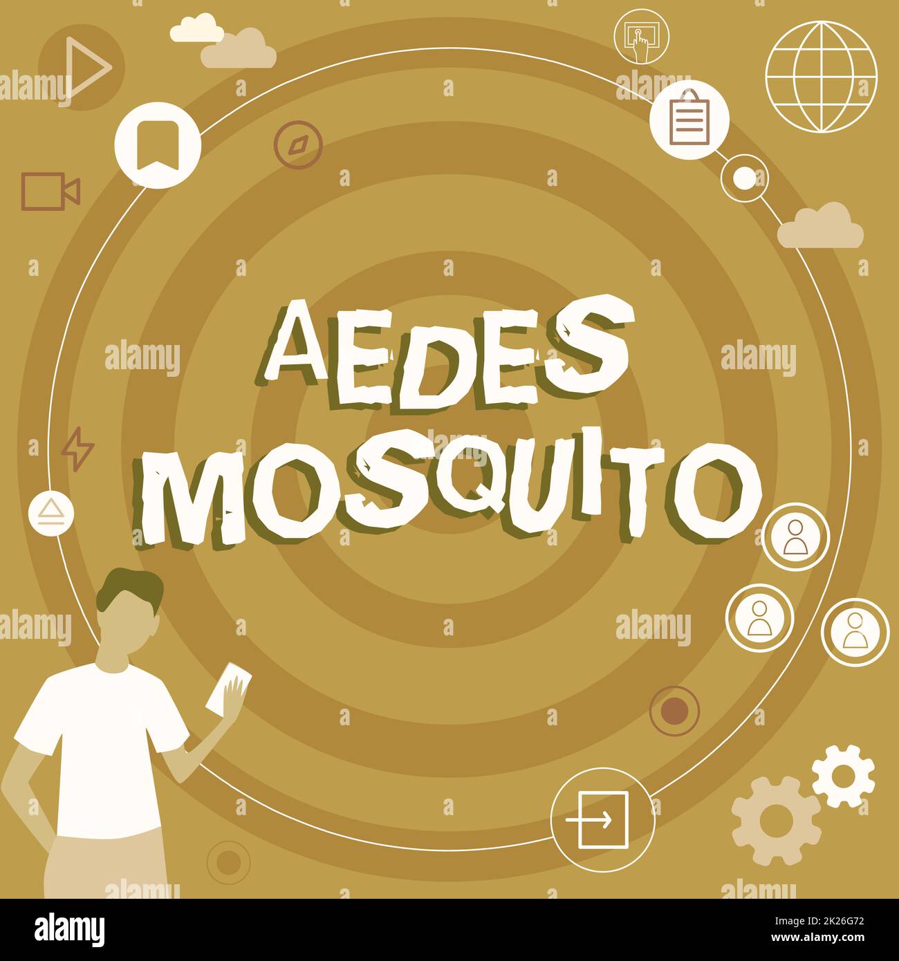 Text caption presenting Aedes Mosquito. Word Written on the yellow ...