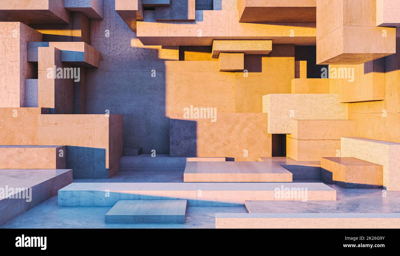 abstract background of geometric shapes in concrete Stock Photo - Alamy