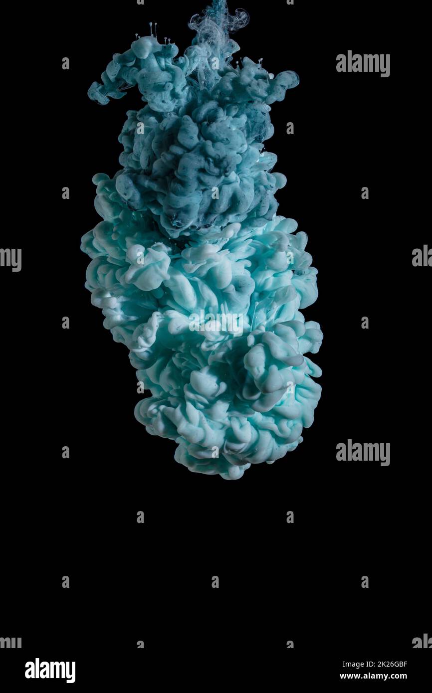 cloud of blue acrylic color in water Stock Photo - Alamy
