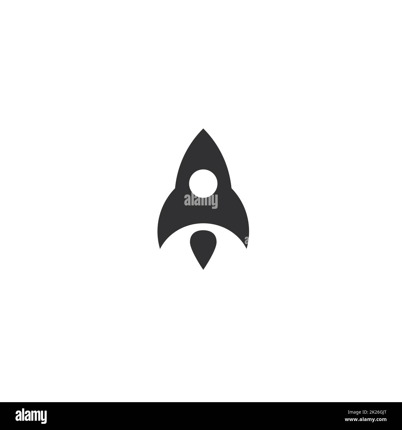 Rocket flying up icon. Black ship launch. Innovation product logo ...