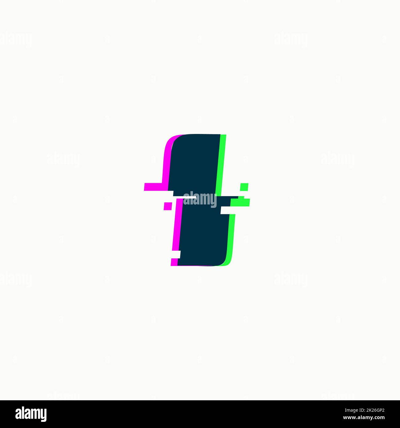 Letter I. Glitch font, vector isolated abstract symbol with digital ...