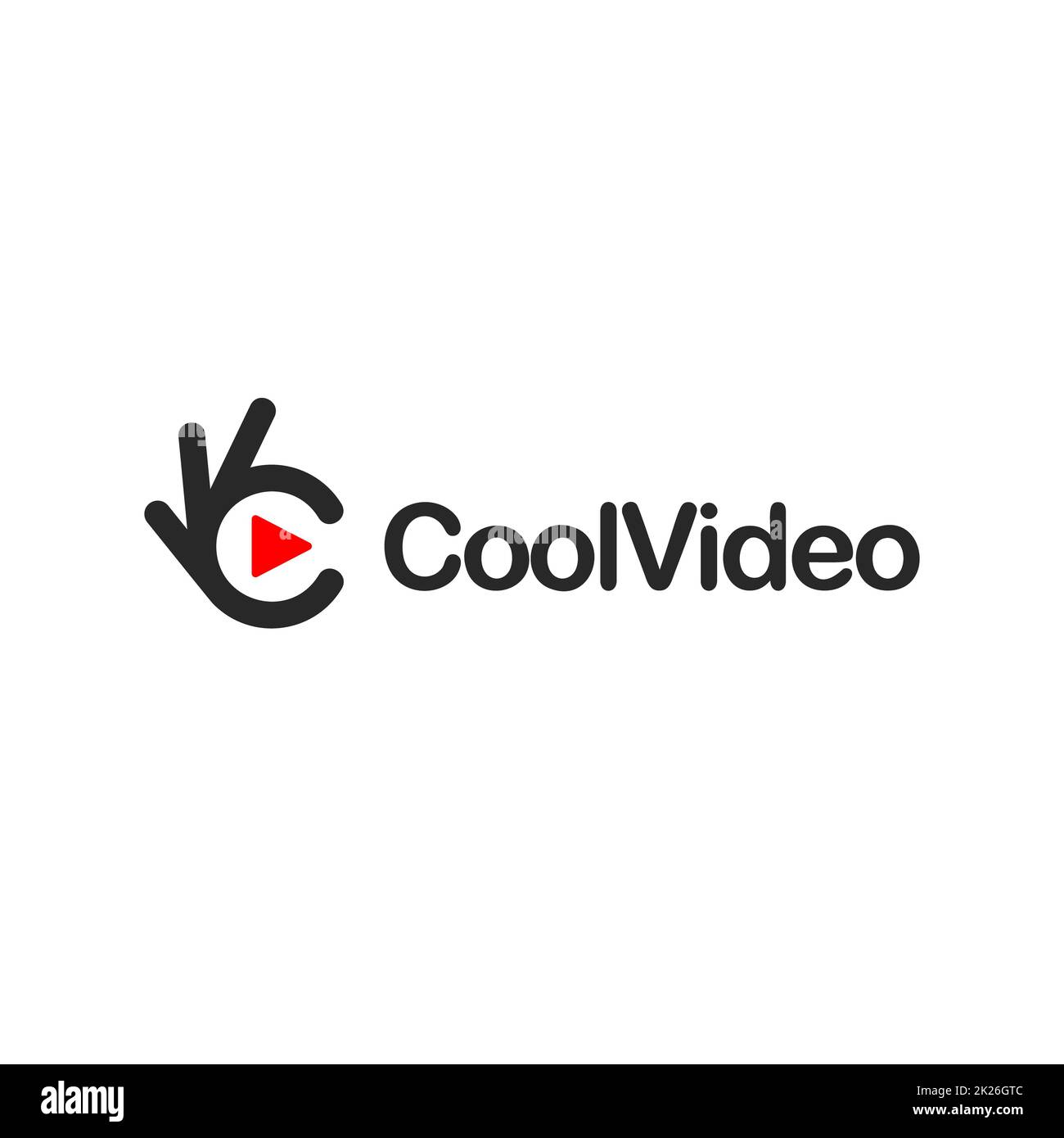 Okay media play icon. Cool video, audio, music, film vector logo Stock ...