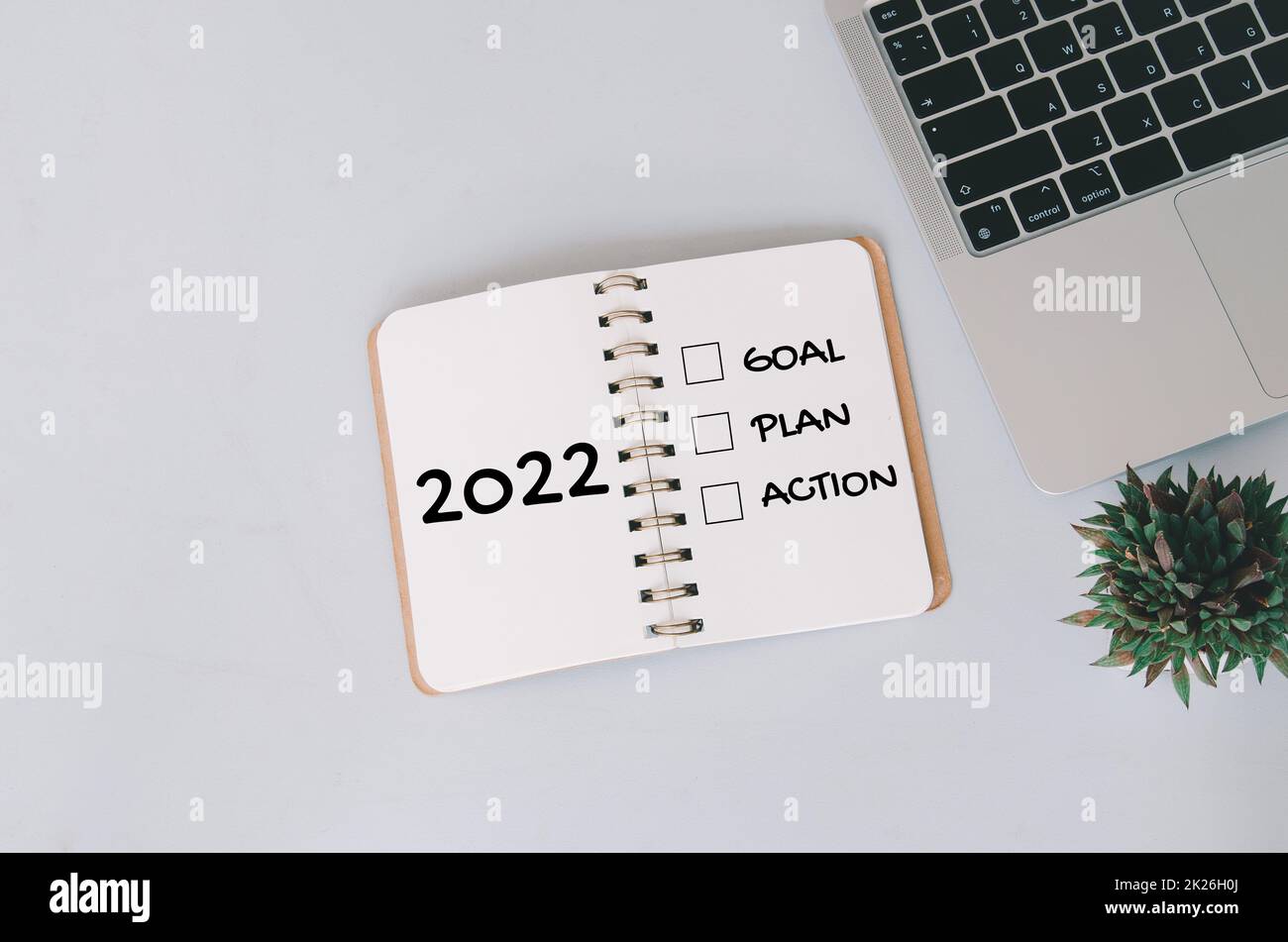 2022 new year goal,plan,action concepts with text on notepad and ...